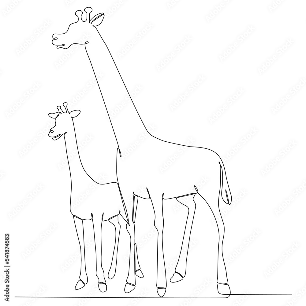 Continuous one-line drawing. Giraffe walking symbol. Logo of the ...