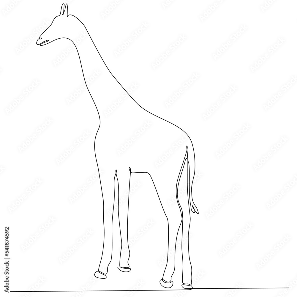 Continuous one-line drawing. Giraffe walking symbol. Logo of the ...