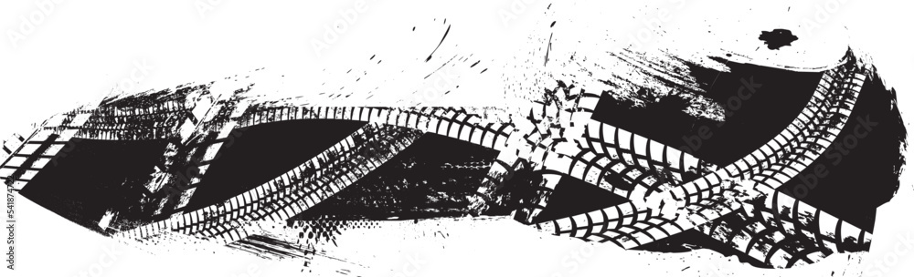 Vector Print Textured Tyre Track banner. Design Element . Car tread ...