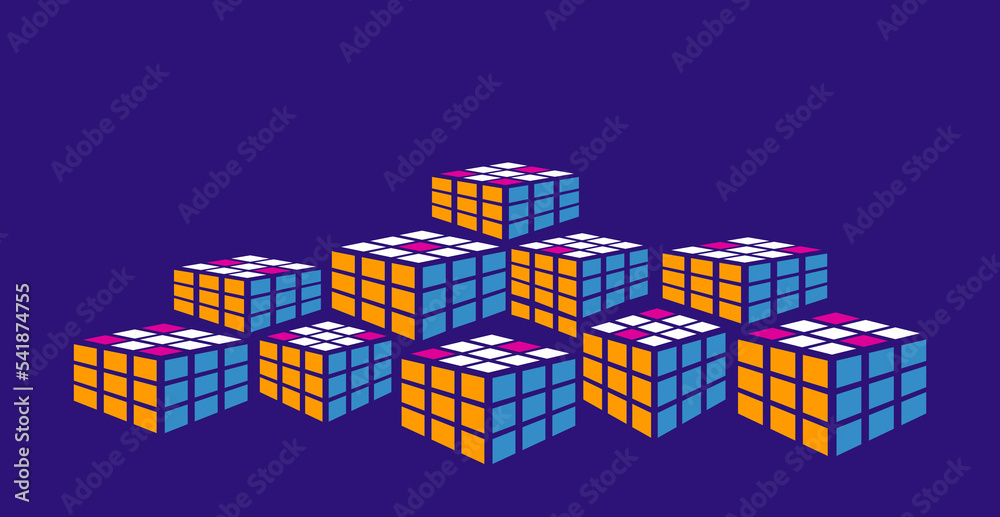 Futuristic illustration of a cluster of cubes array in perspective ...