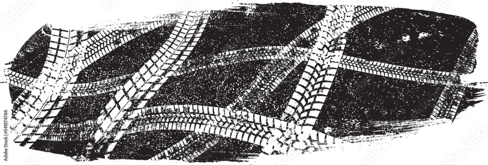 Vector Print Textured Tyre Track banner. Design Element . Car tread ...