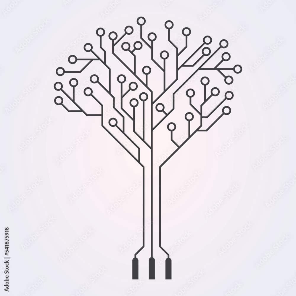 Abstract Circuit Board Tree. Technical circuit tree graphic ...