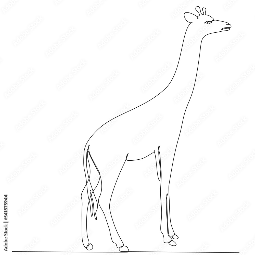 Continuous one-line drawing. Giraffe walking symbol. Logo of the ...