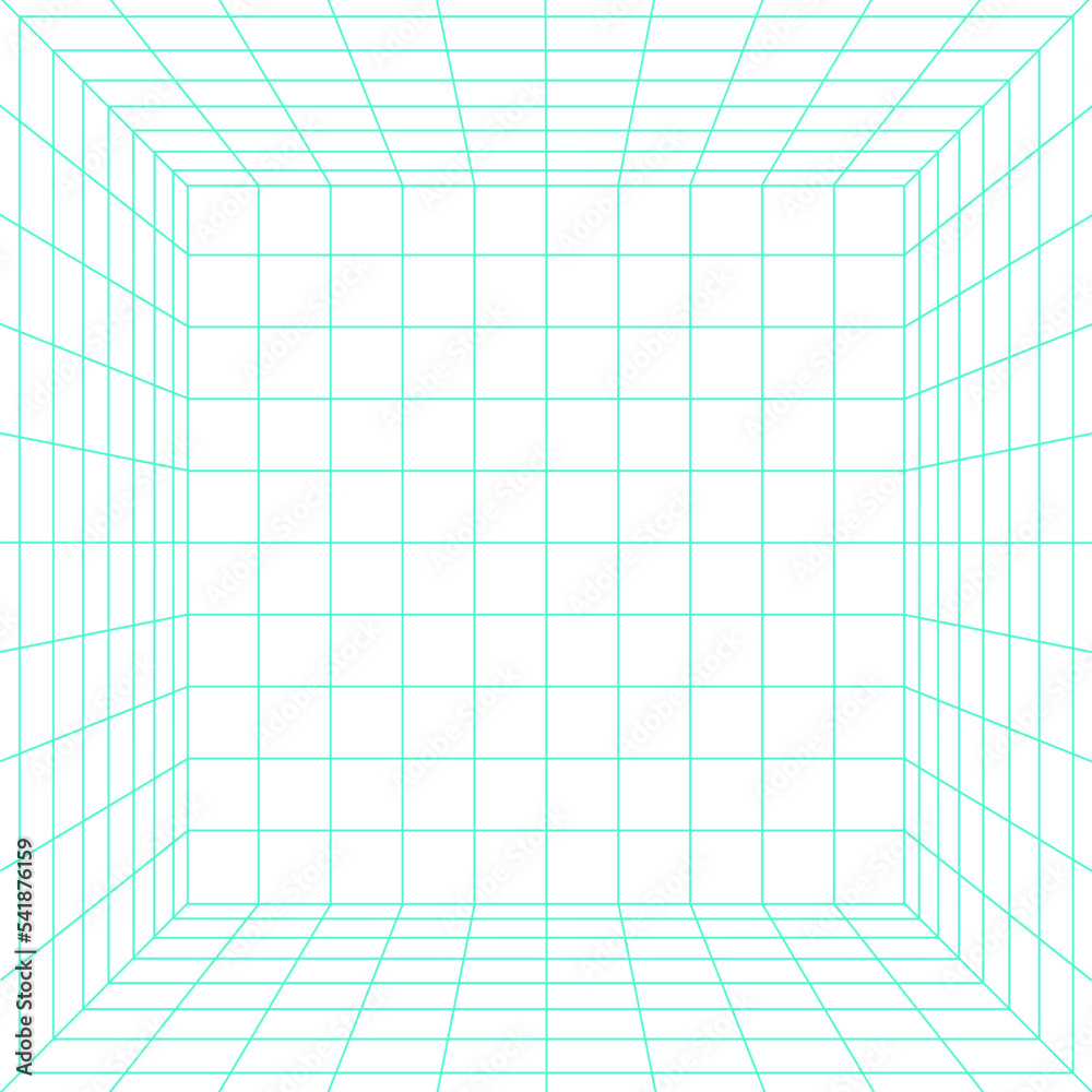 line grid room - virtual reality empty room - VR 3D grid pattern ...