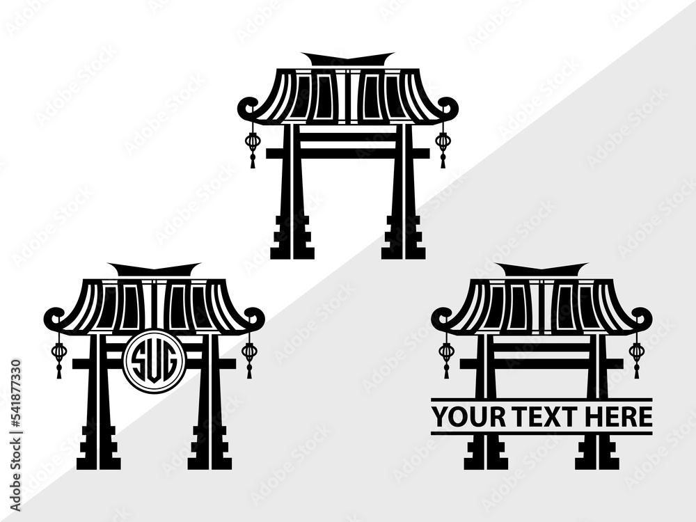 Stockvector Chinese Gate SVG, Chinese Gate Monogram, Chinese Gate ... Stockvector Chinese Gate SVG, Chinese Gate Monogram, Chinese Gate ...
