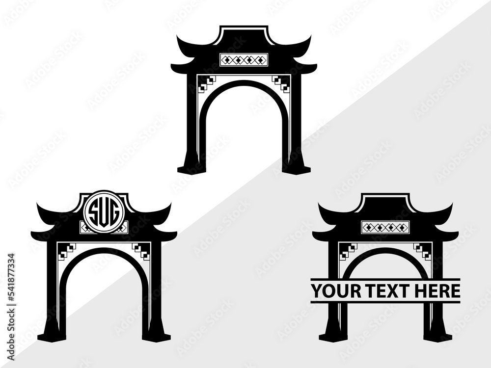 Stockvector Chinese Gate SVG, Chinese Gate Monogram, Chinese Gate ...