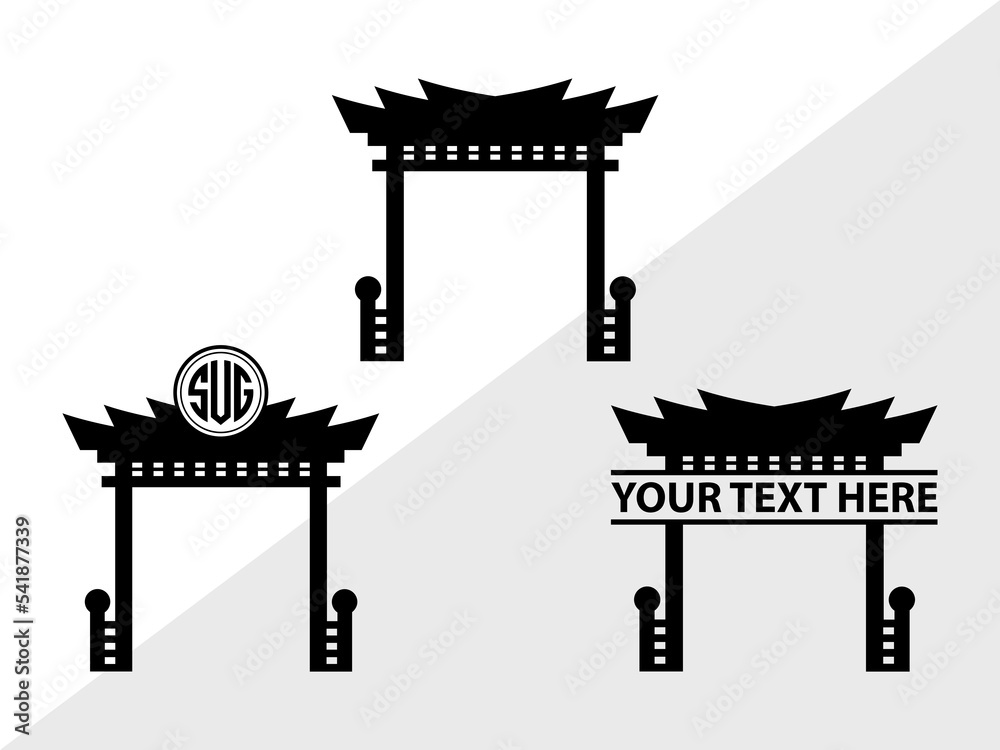Chinese Gate SVG, Chinese Gate Monogram, Chinese Gate Silhouette ...