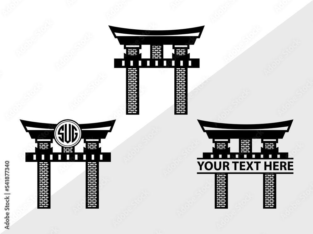 Chinese Gate SVG, Chinese Gate Monogram, Chinese Gate Silhouette ...