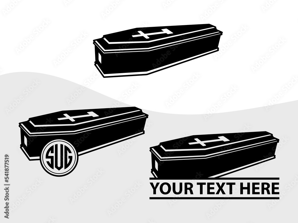 Stockvector Coffin SVG, Coffin Monogram, Coffin Silhouette, Tomb Svg ...
