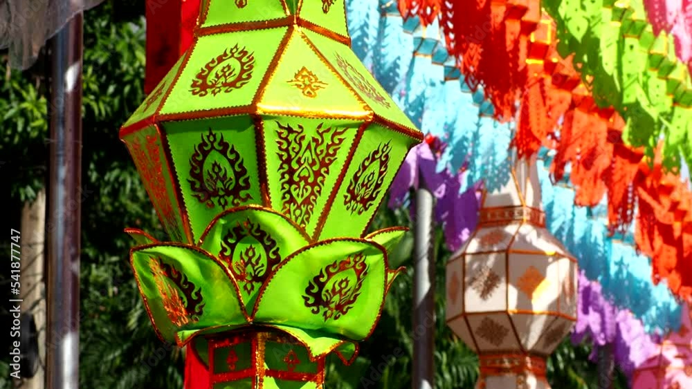 Thai northern lantern in Wat Hariphunchai Lumphun province Thailand ...