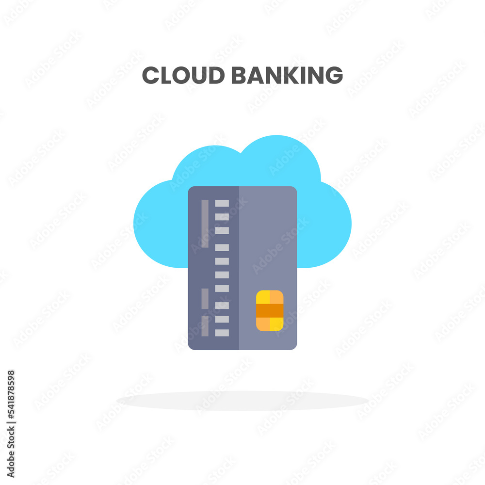Credit Card Cloud Banking flat icon. Vector illustration on white ...