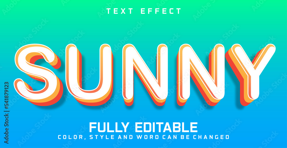 Sunny text editable style effect with 3d concept Stock イラスト | Adobe Stock