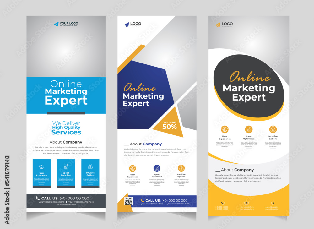 Business Roll Up Banner stand. Presentation concept. Abstract modern ...
