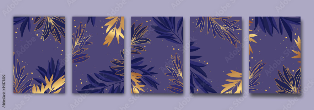 Set of poster with olive plants are drawn with line by hand ...