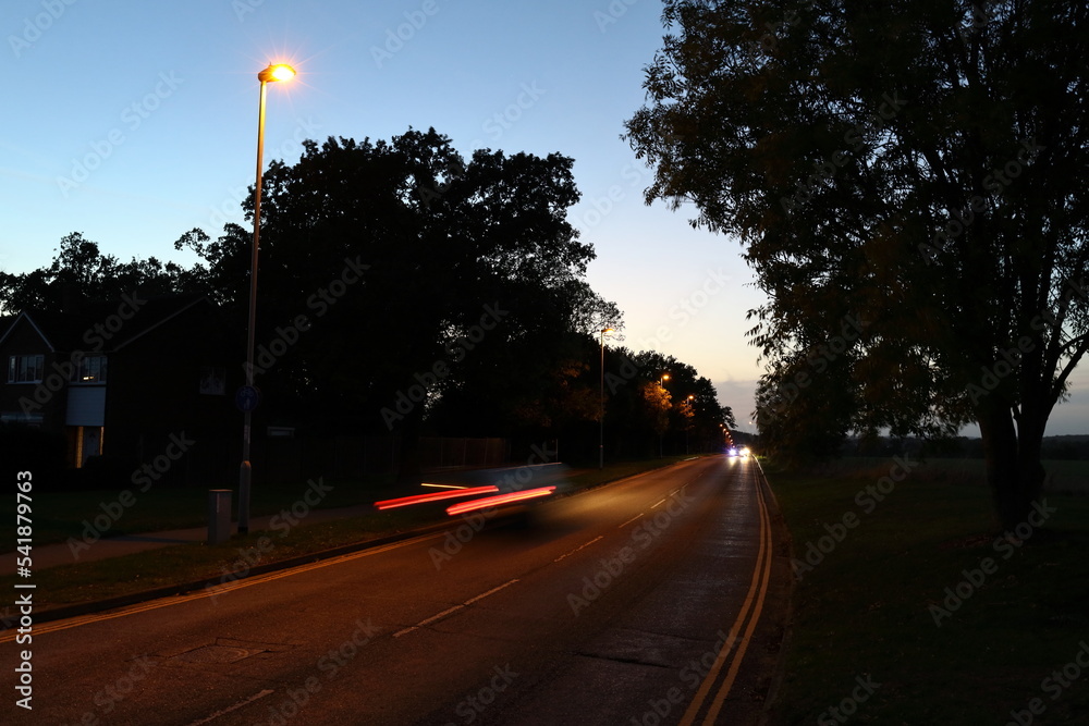 Light trails on street Stock Photo | Adobe Stock