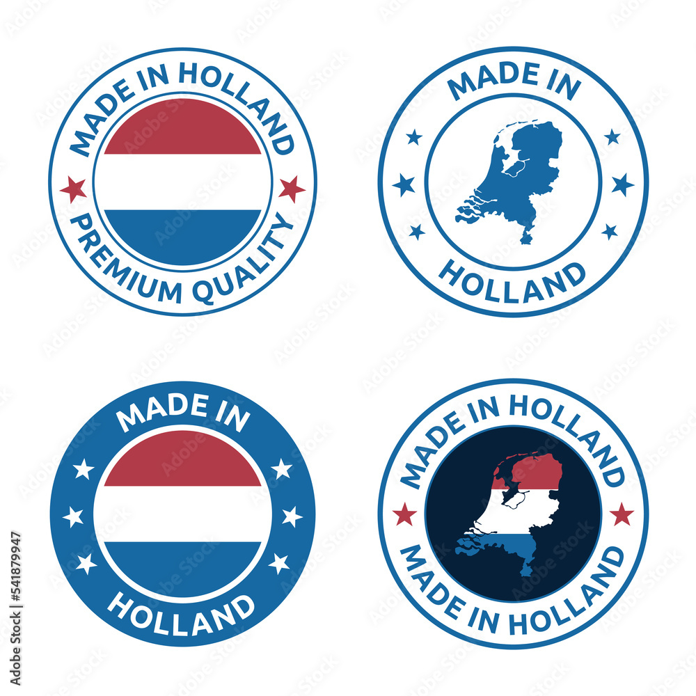 made in Netherlands stamp set, Holland product label Stock Vector ...