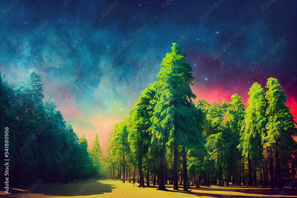 Nice and soft colors, colorful landscape of a distant inhabitable ...