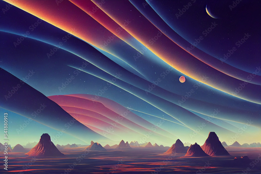 Nice and soft colors, colorful landscape of a distant inhabitable ...