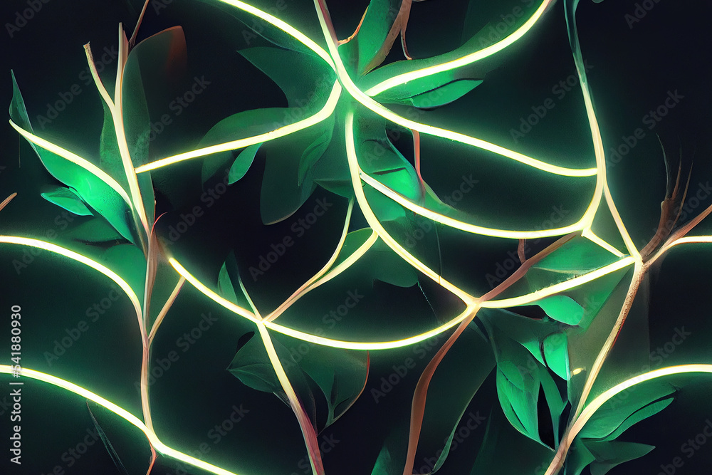 Growing neon vines Stock Illustration | Adobe Stock