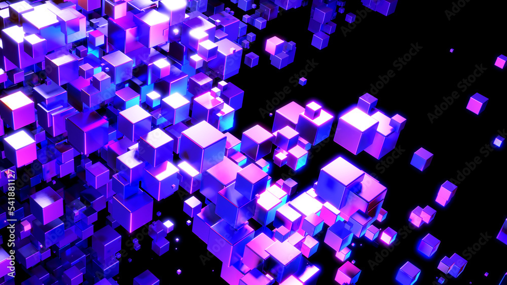 Abstract technology background with 3D cubes in space Stock ...