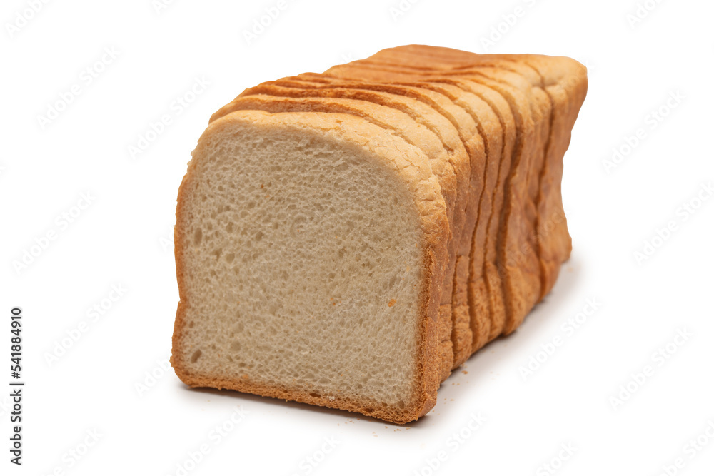 Delicious bread slices isolated on a white background, top view. Stock ...