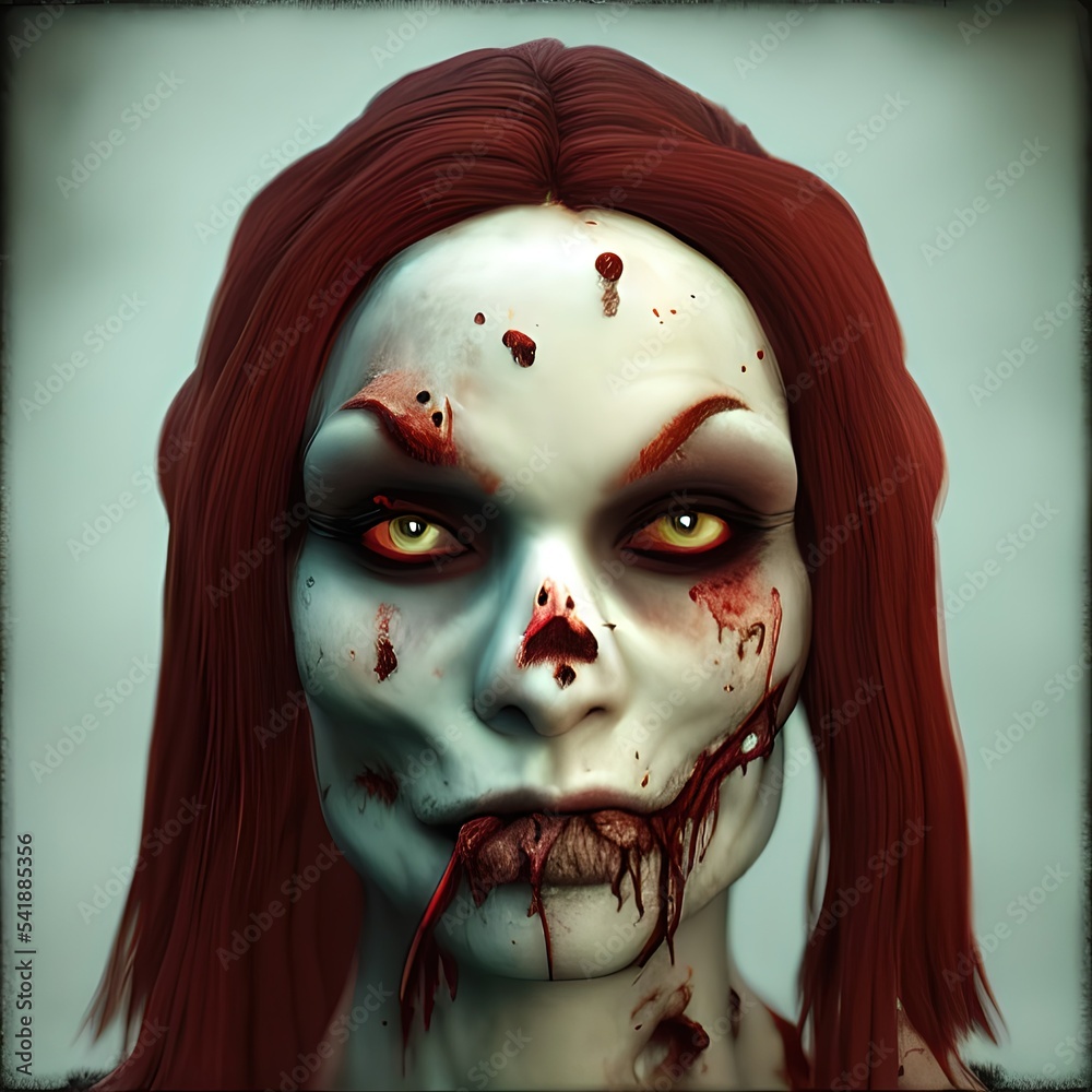 Zombie face, walking dead, undead, 3d render, illustration, zombie's ...