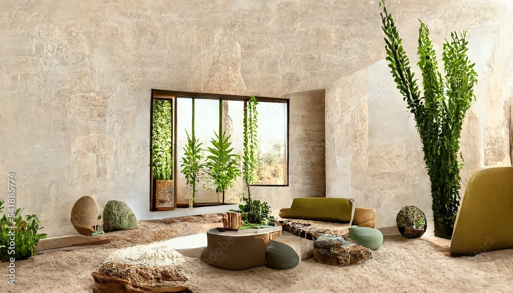 Desert style home interior design illustration Stock Illustration ...