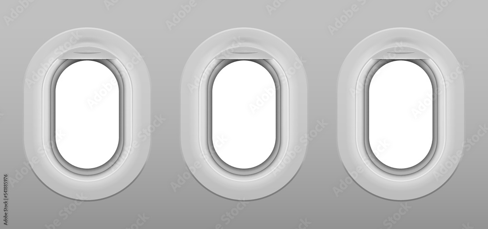 Set of realistic window of airplane. Vector illustration. Stock Vector ...