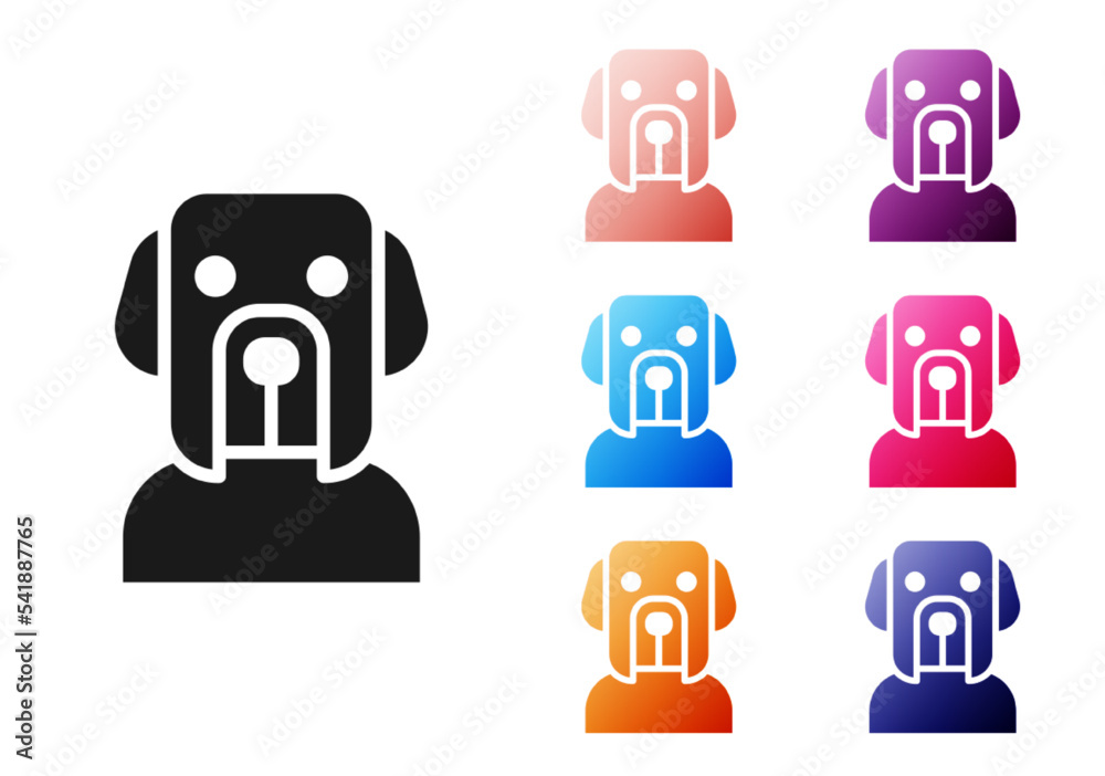 Black Dog icon isolated on white background. Set icons colorful. Vector ...
