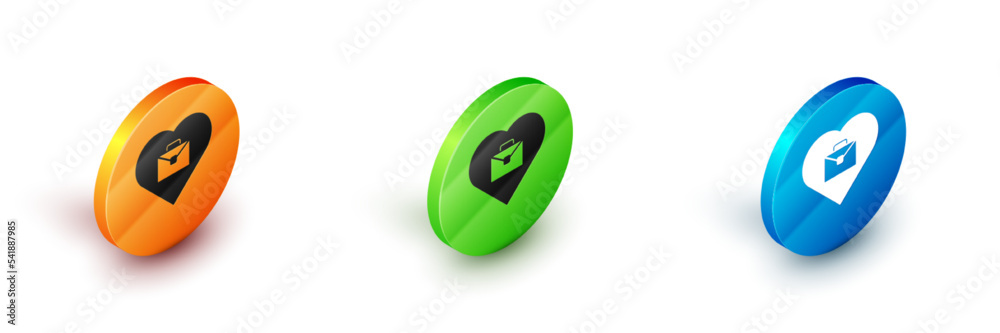 Isometric Heart with text work icon isolated on white background ...