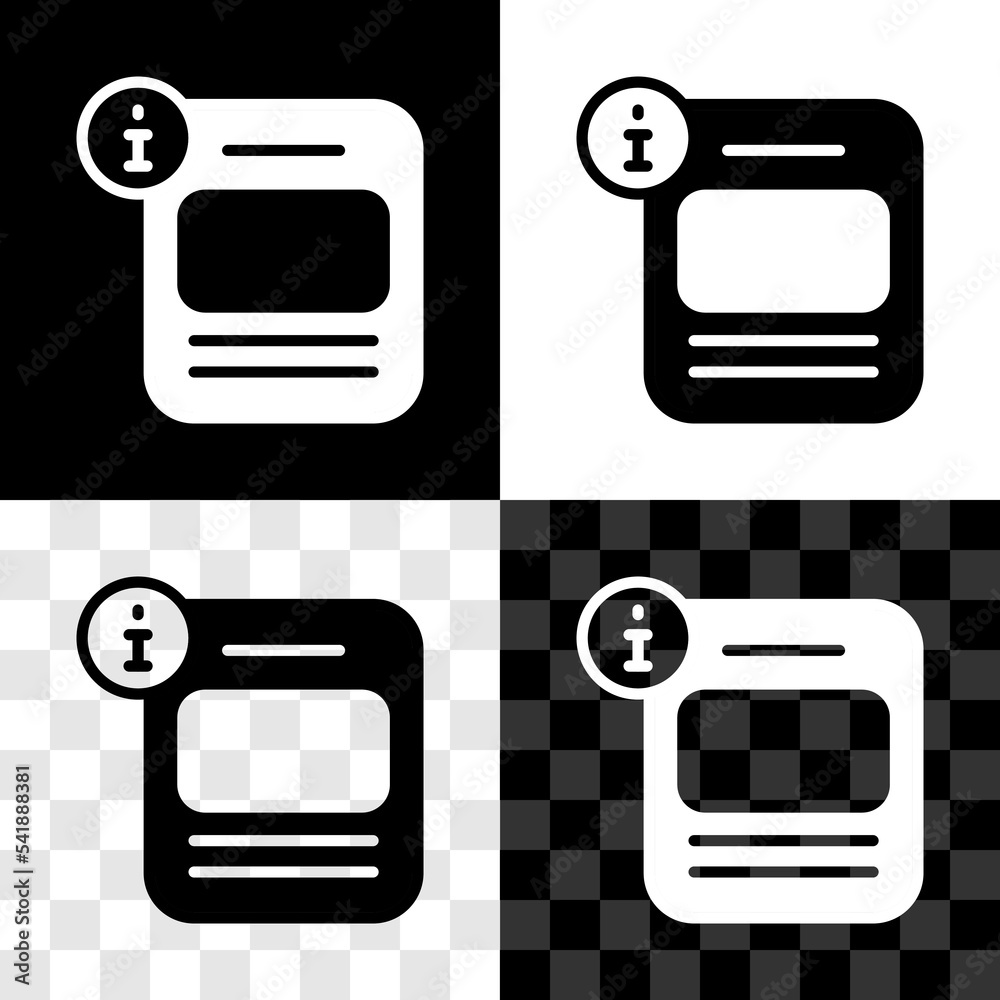 Set Information icon isolated on black and white, transparent ...