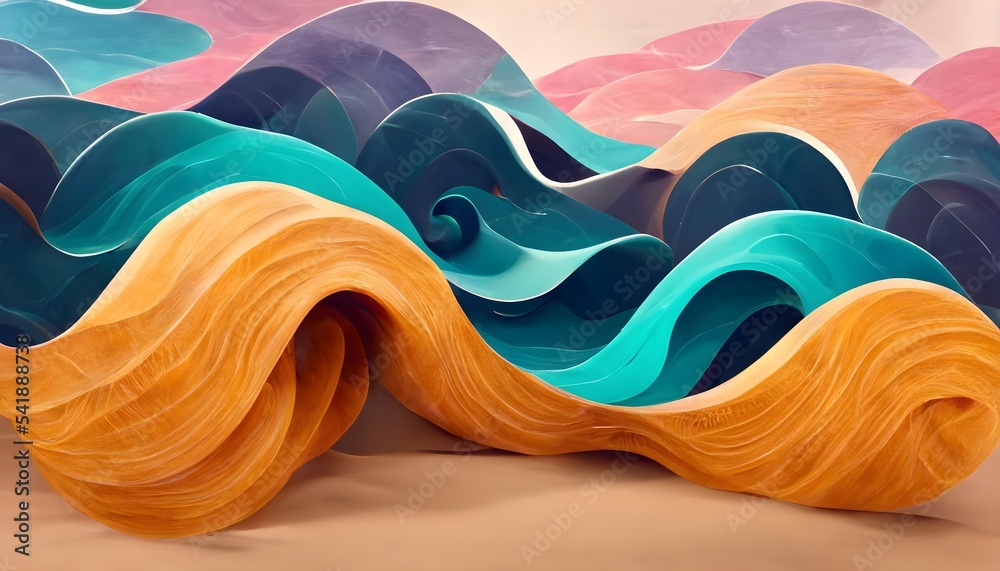 Fall colorimetry background. colorful realistic waves background, 3d ...