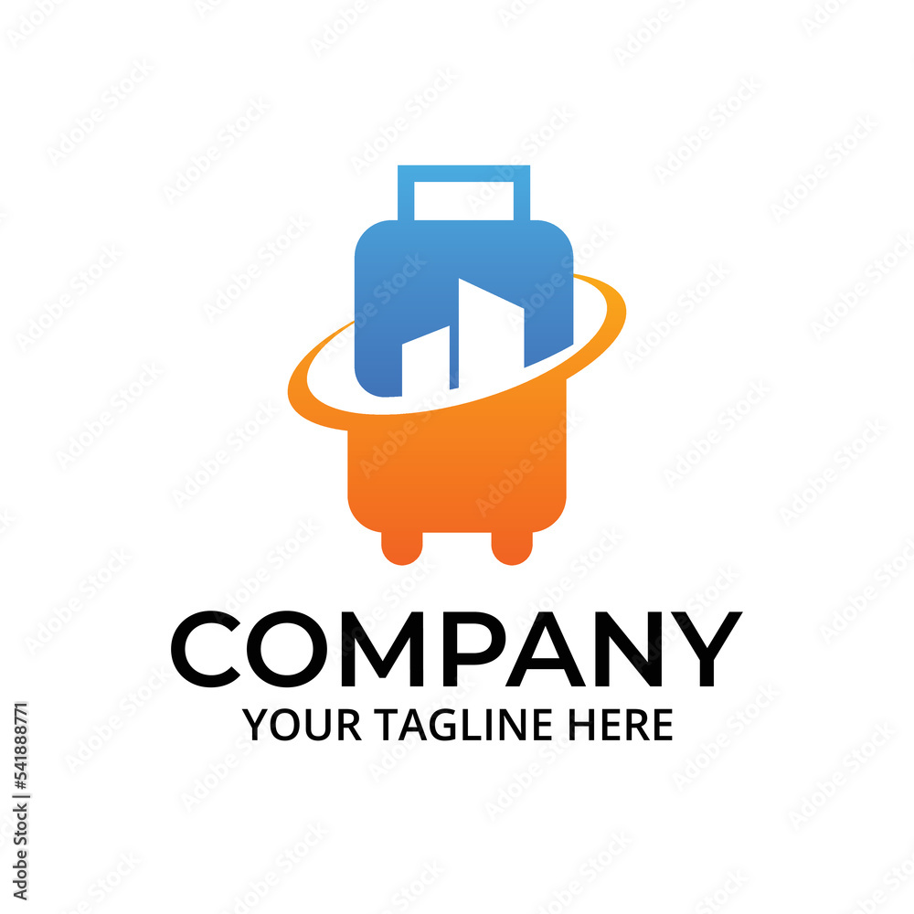 Travel suitcase logo design template, luggage and travel gear logo icon vector Stock ...