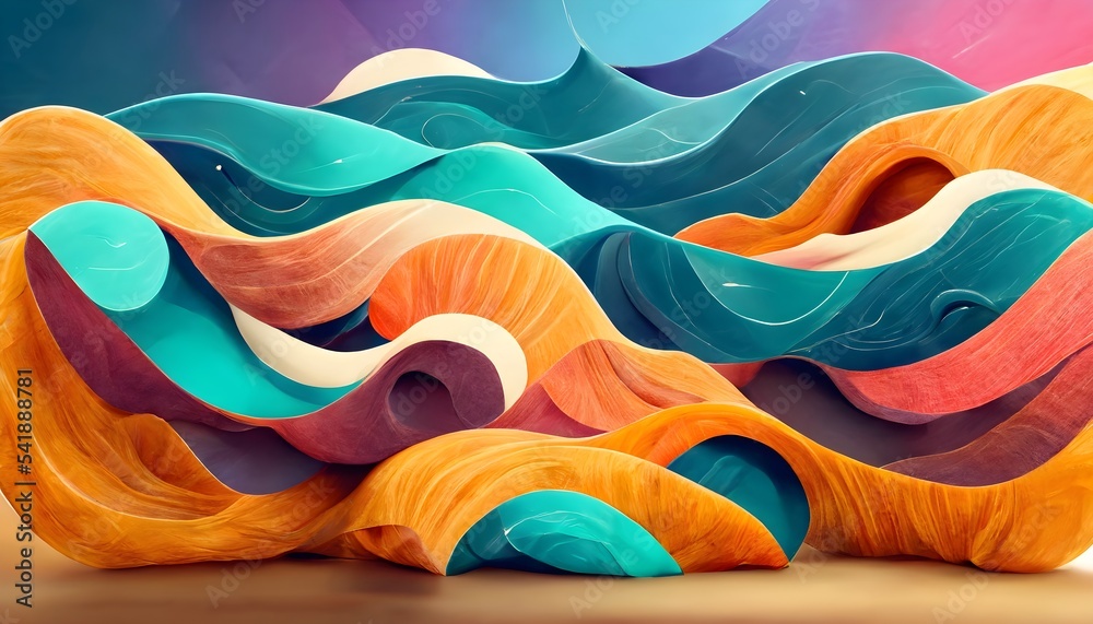 Fall colorimetry background. colorful realistic waves background, 3d ...