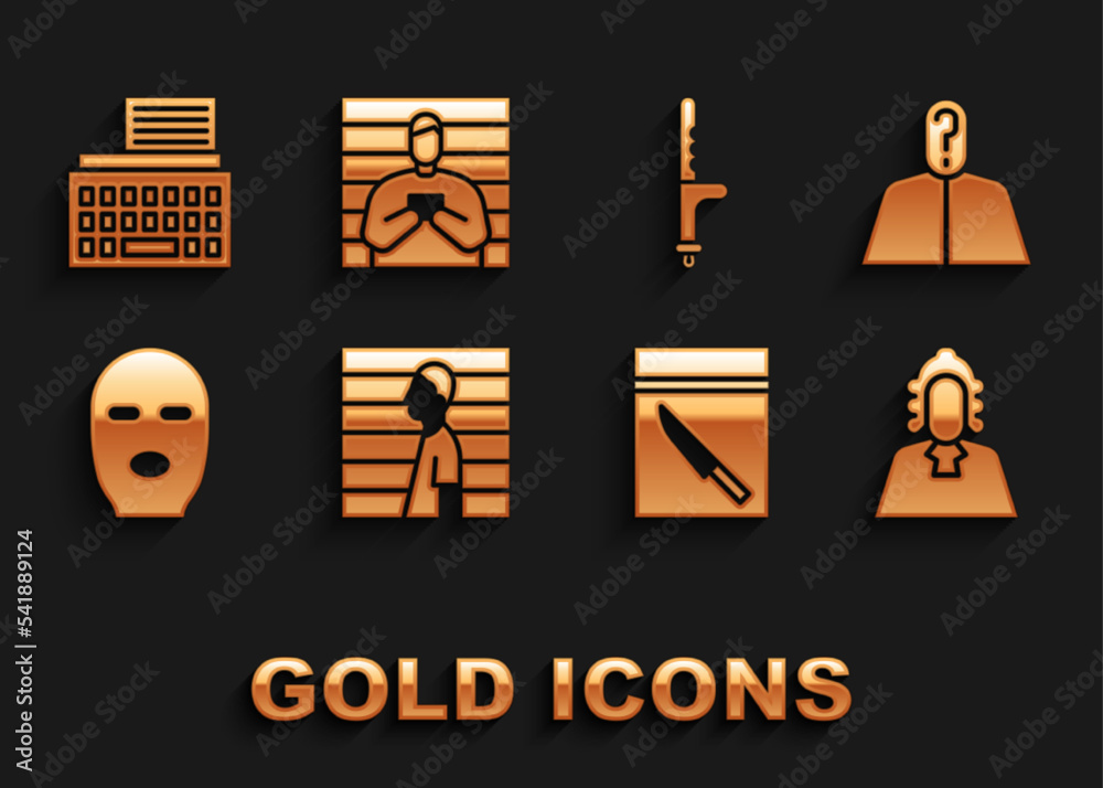 Set Suspect criminal, Anonymous with question mark, Judge, Evidence bag ...