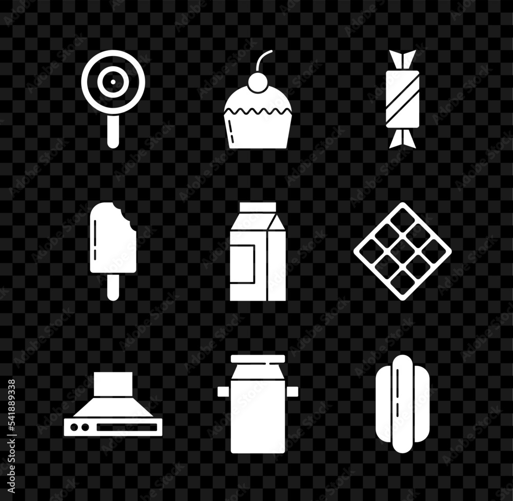 Set Lollipop, Cake, Candy, Kitchen extractor fan, container for milk ...