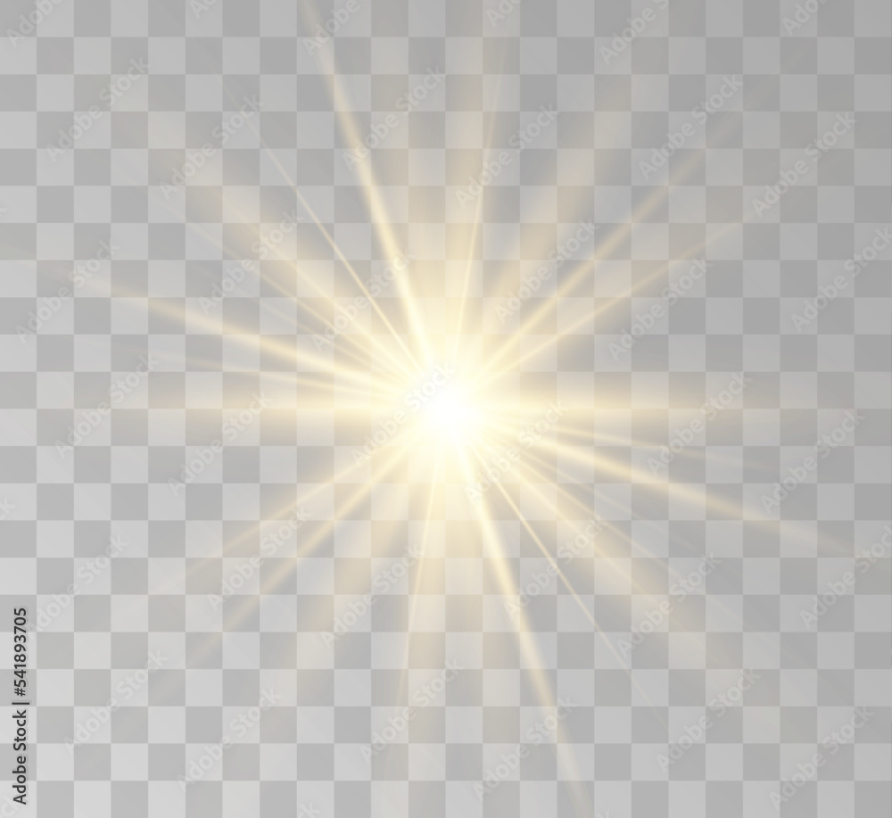 Transparent yellow sunlight special lens flash light effect. Front ...