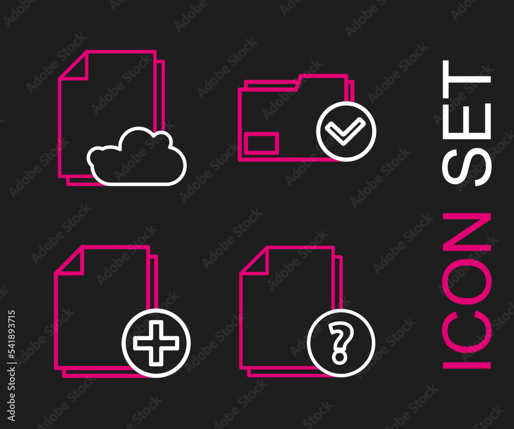 Set line Unknown document, Add new file, Document folder and check mark ... Set line Unknown document, Add new file, Document folder and check mark ...