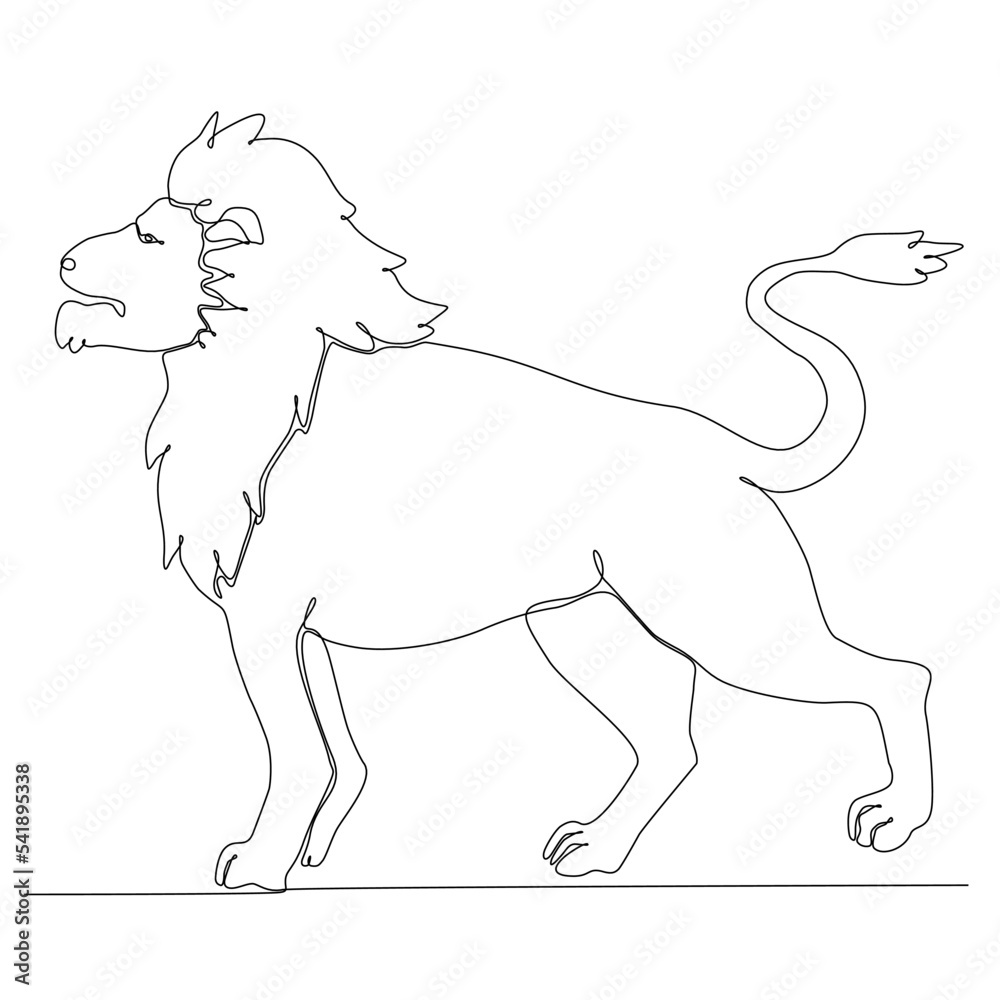 Lion one continuous line art drawing vector illustration Stock Vector ...