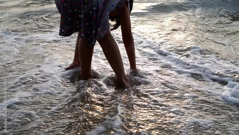 Slow motion child hand feel the gentle wave at sea Stock Video | Adobe ...