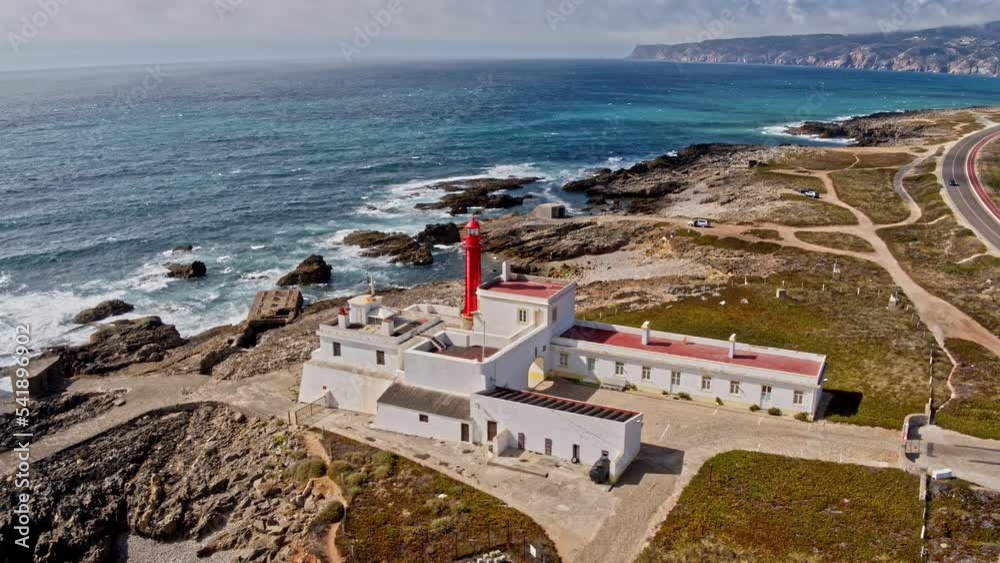 Farol do Cabo Raso. Beautiful landscape. Atlantic ocean rock shore ...