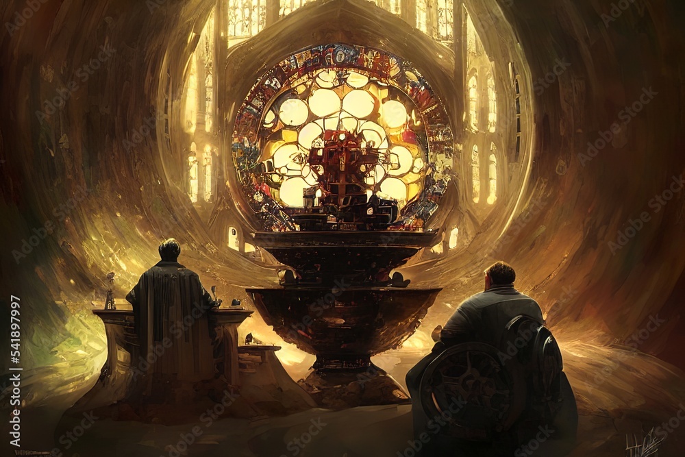 King and the hand sitting on a throne in a castle hall fantasy ...