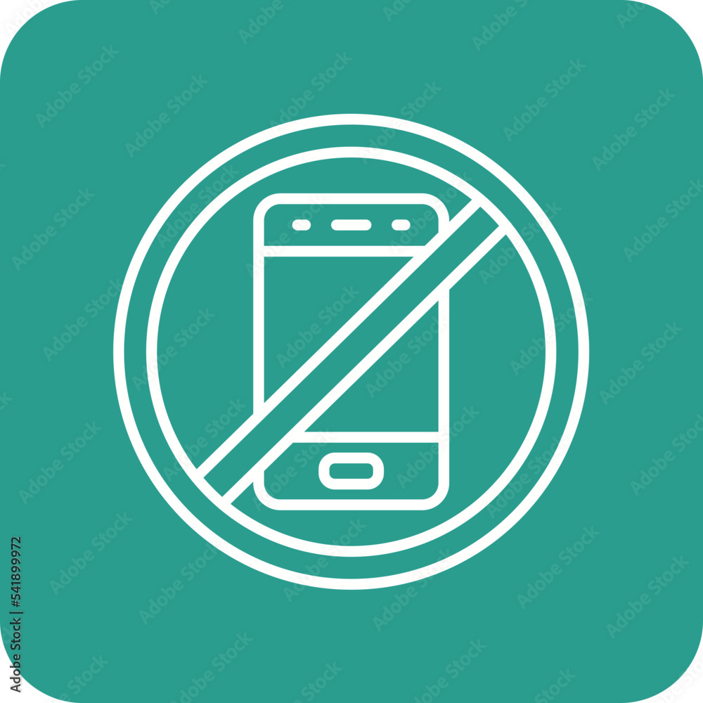 No Phone Line Round Corner Background Icon Stock Vector | Adobe Stock