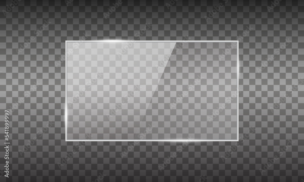 Vector glass rectangle on a transparent background. Transparent mirror ...