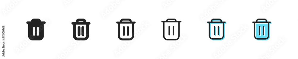 Trash can icon. Vector garbage symbol. Simple bin outline signs ...