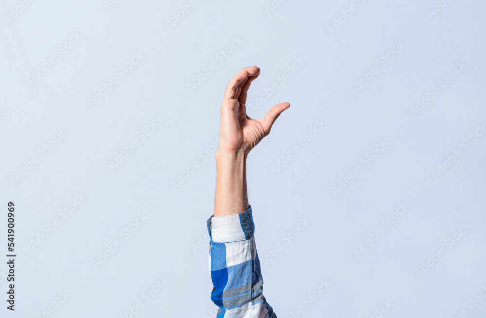 Hand gesturing the letter C in sign language on isolated background ...