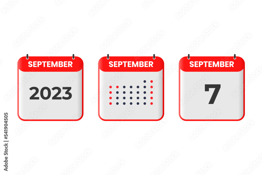 September 7 calendar design icon. 2023 calendar schedule, appointment ...