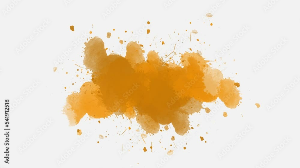 ink splatter compositing. Abstract orange color ink splatter slow ...
