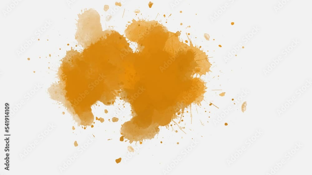 ink splatter compositing. Abstract orange color ink splatter slow ...
