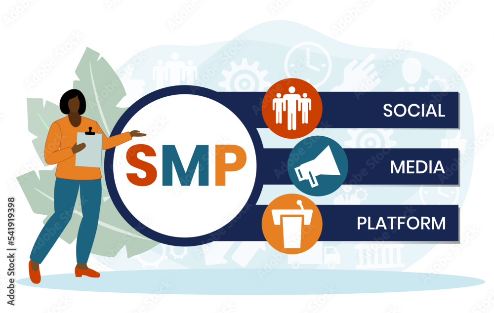 Vecteur Stock SMP - Social Media Platform acronym, concept background ...